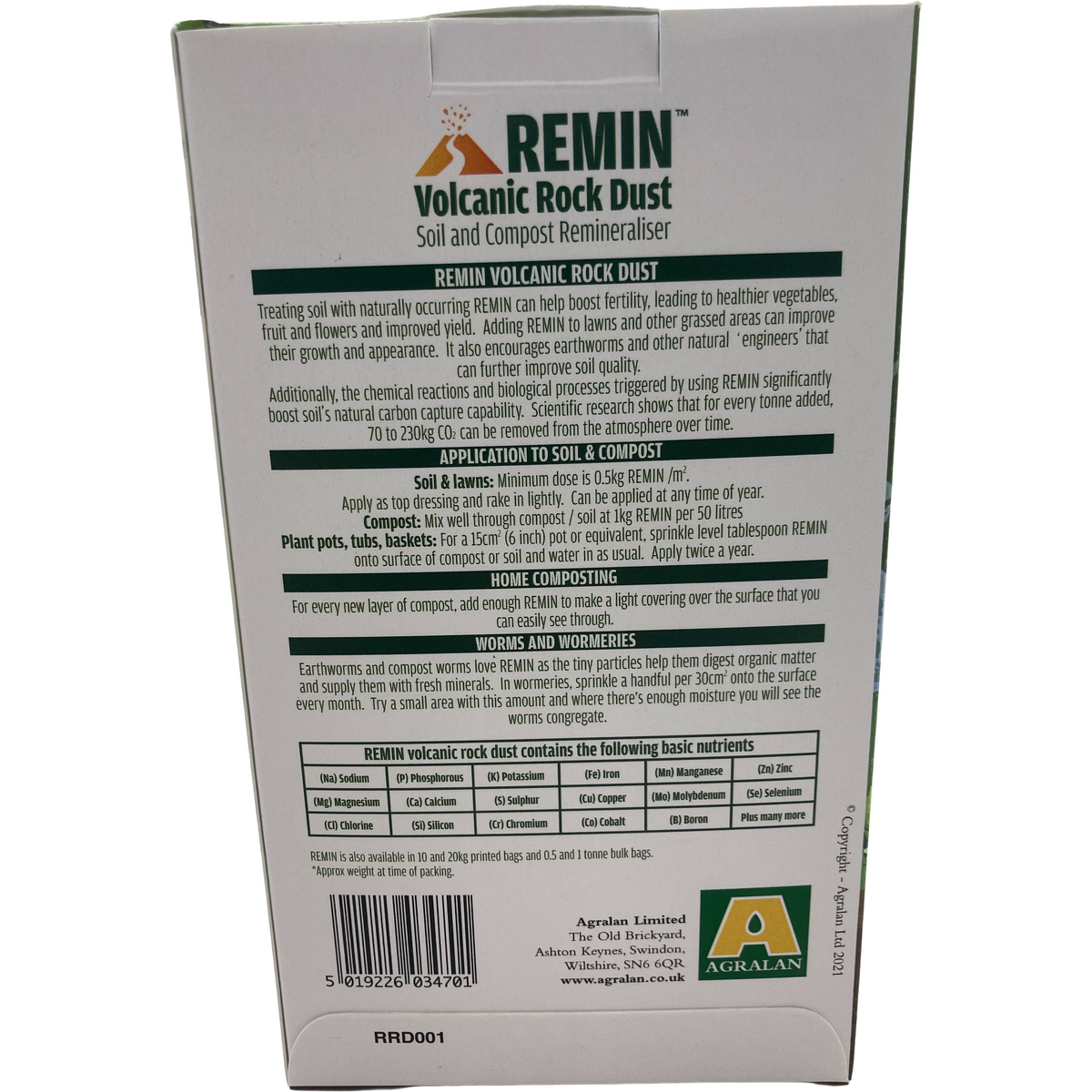 Remin 'Carbon Capture' 1kg Volcanic Rock Dust – Agralan Ltd